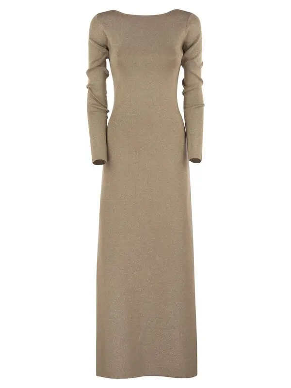 Max Mara Bracco Viscose And Lurex Slim Dress - Cream