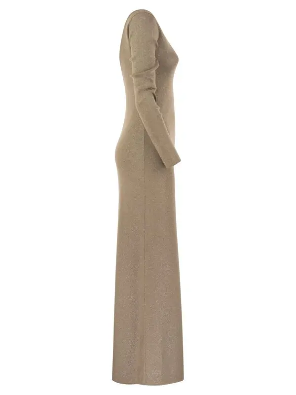 Max Mara Bracco Viscose And Lurex Slim Dress - Cream