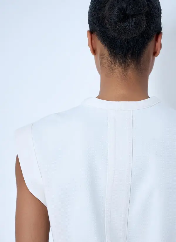 LEMAIRE Sleeveless V-neck Top With Belted Waist - White