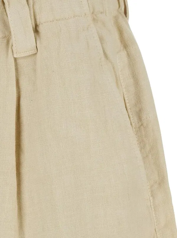 C.P. COMPANY Beige Bermuda With Elasticated Waist And One Front Pocket In Linen For