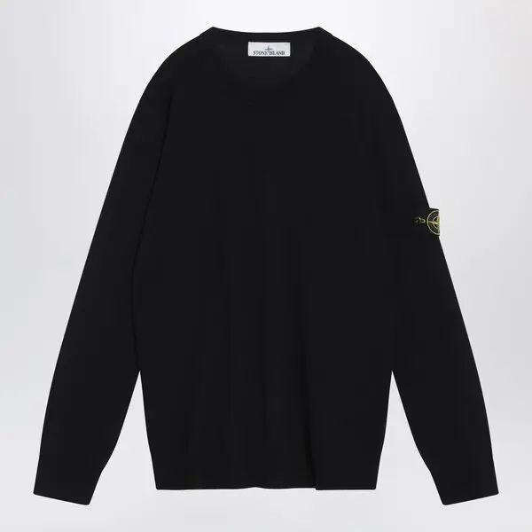 Stone Island Navy Wool Crew-neck Sweater - Blue