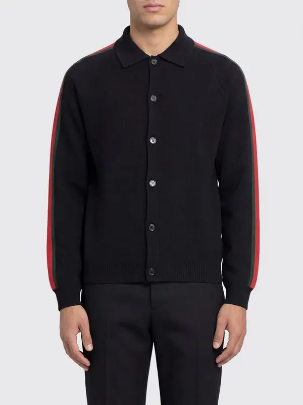 Gucci Web Wool Polo Cardigan