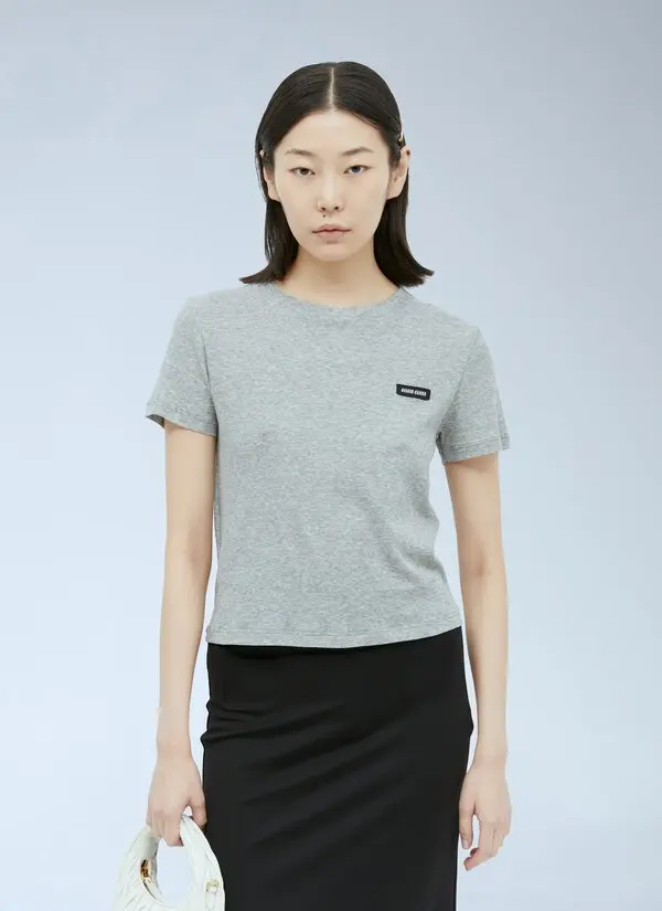 Miu Miu Logo Patch T-shirt - Gray