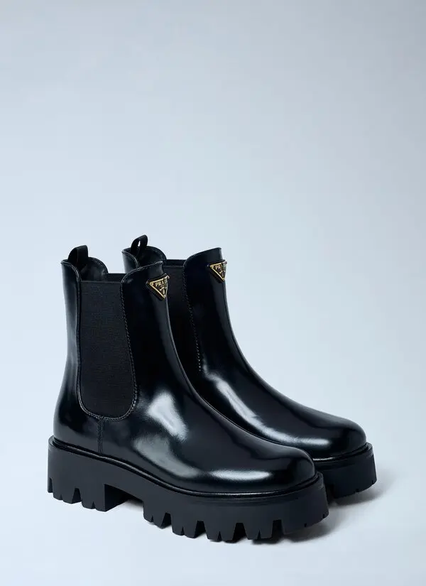 Prada Logo Plaque Ankle Boots