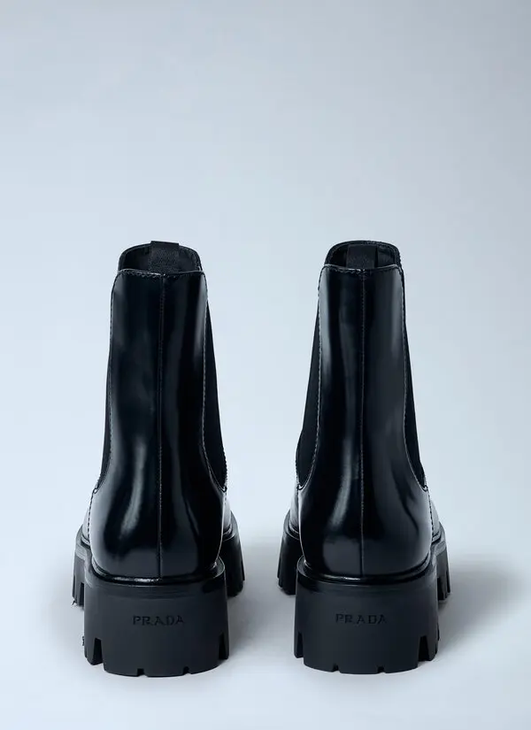 Prada Logo Plaque Ankle Boots
