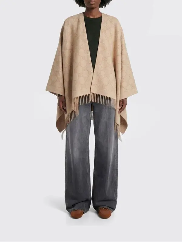 Gucci Gg Cashmere Blend Cape - White