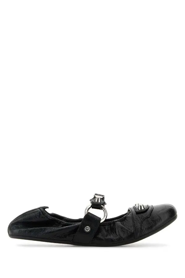 Balenciaga Leather City Ballerinas - Black