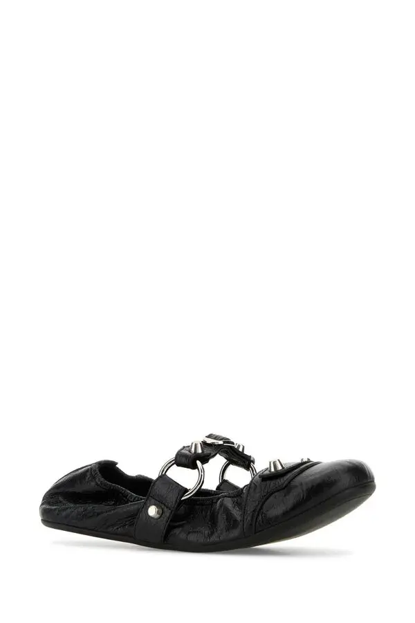 Balenciaga Leather City Ballerinas - Black