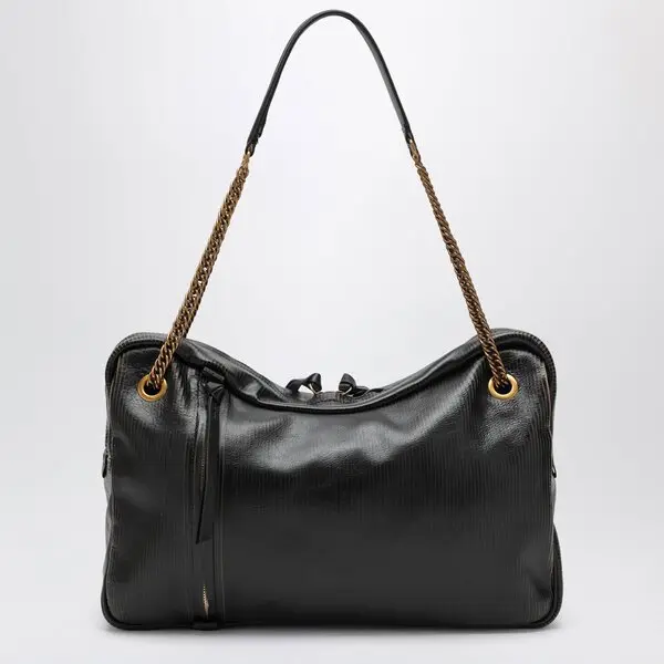 VIVIENNE WESTWOOD Textured Calf Leather Shoulder Bag - Black