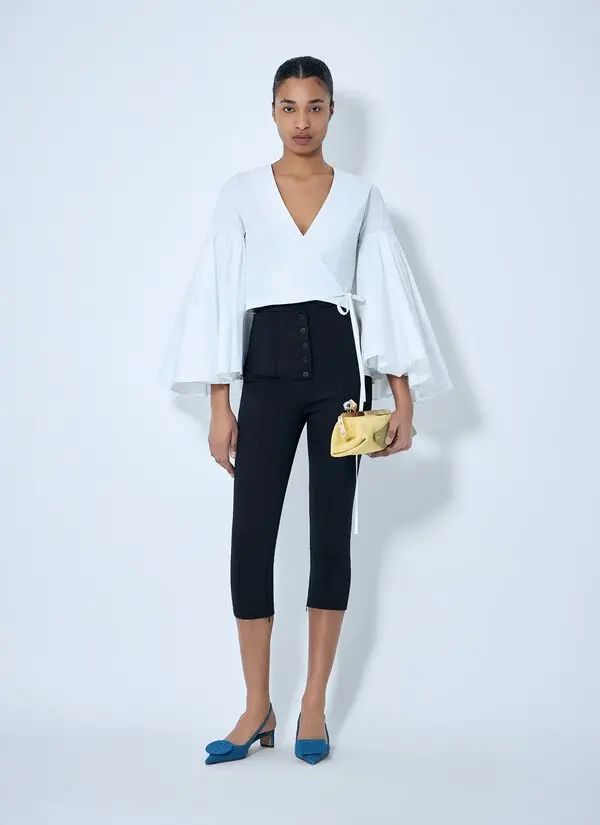 Jacquemus Cotton Poplin V-neck Wrap Blouse - White