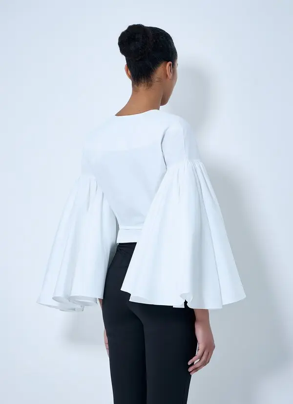 Jacquemus Cotton Poplin V-neck Wrap Blouse - White