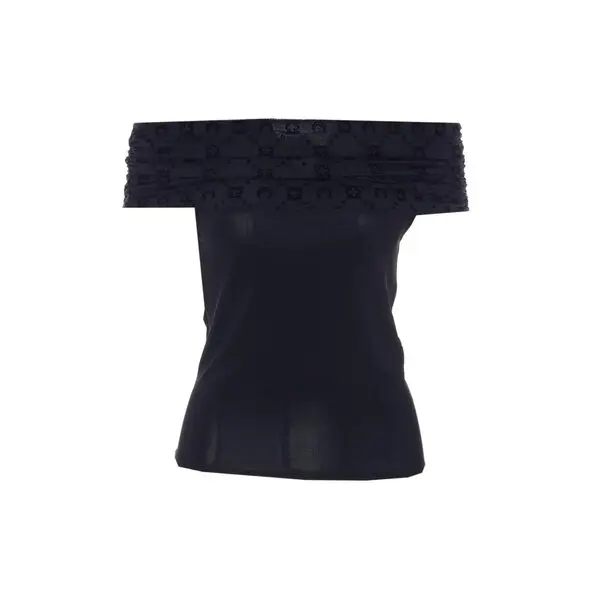 MARINE SERRE Moonogram Off Shoulder Top - Black