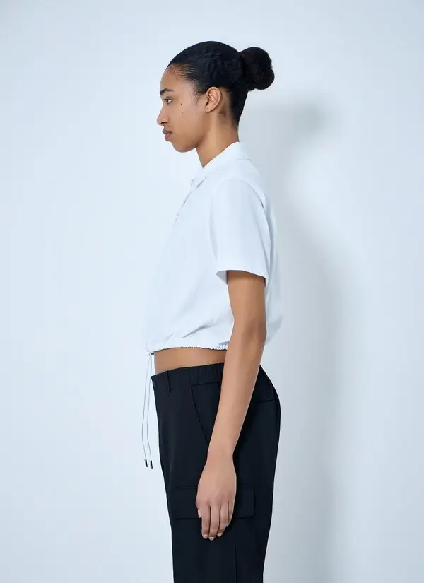 Moncler Cropped Drawstring Polo Shirt