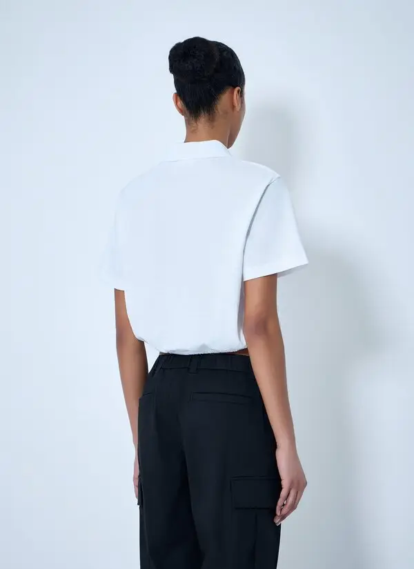 Moncler Cropped Drawstring Polo Shirt