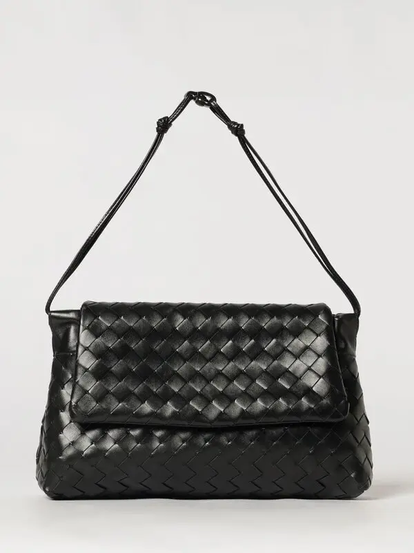 Bottega Veneta Small Intrecciato Calfskin Shoulder Bag With Knot Detail - Black