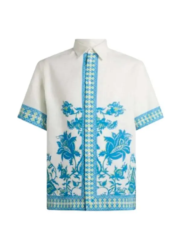 Etro Geometric Floral Linen Shirt