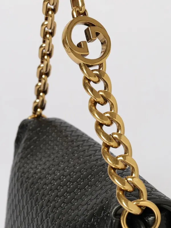 Gucci Lamb Leather Medium Chain Shoulder Bag - Black