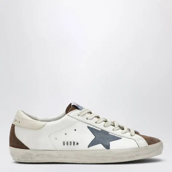 GOLDEN GOOSE Super-star Sneakers In /brown/denim Blue/cream - White