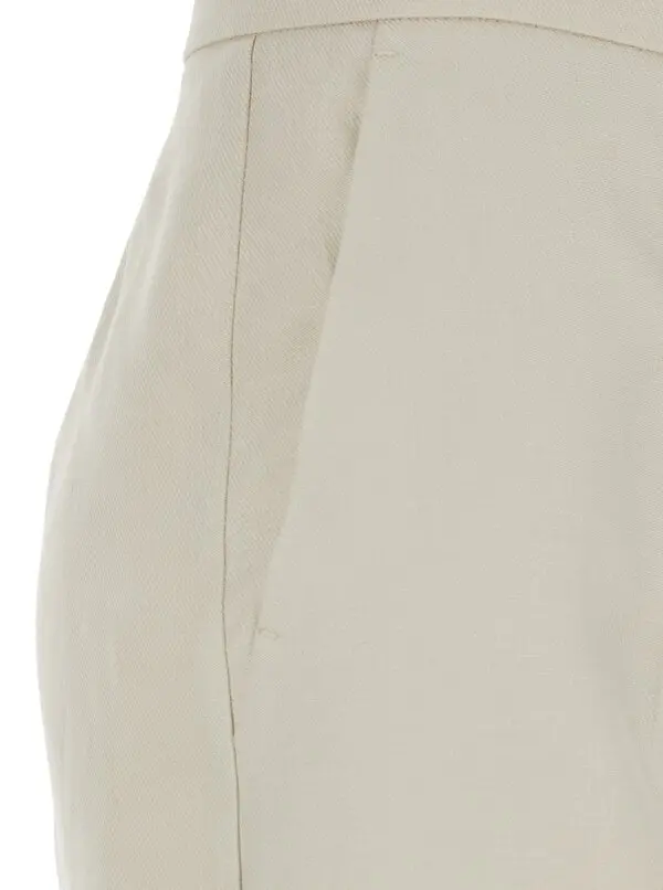Max Mara Beige High-waisted Linen Pants For