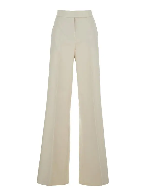 Max Mara Beige High-waisted Linen Pants For - Multicolor