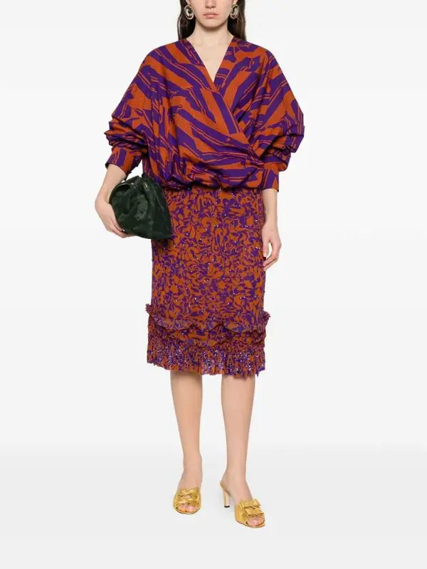 Dries Van Noten Embroidered Viscose Skirt - Multicolor