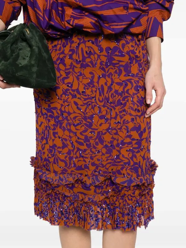 Dries Van Noten Embroidered Viscose Skirt - Multicolor