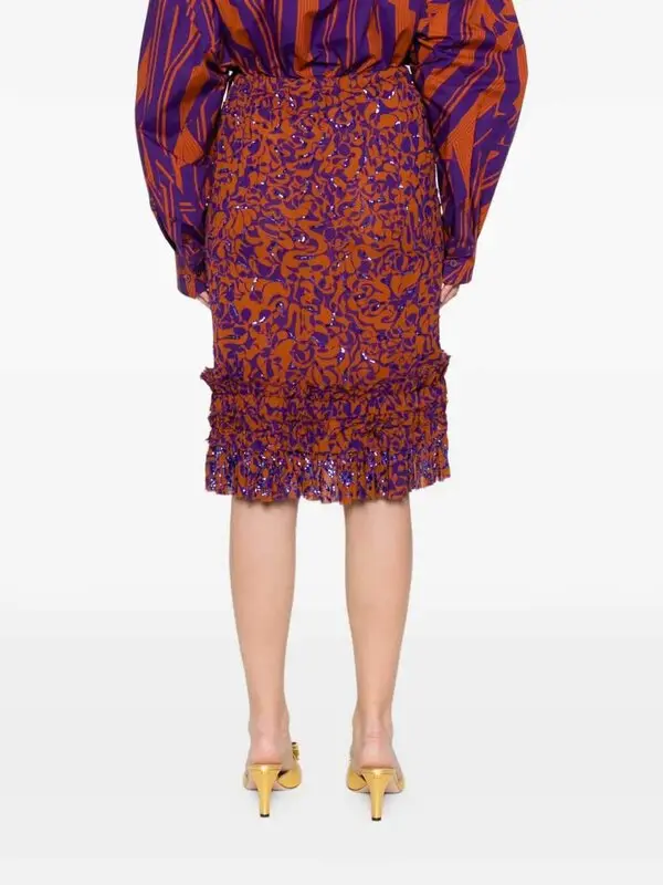 Dries Van Noten Embroidered Viscose Skirt - Multicolor