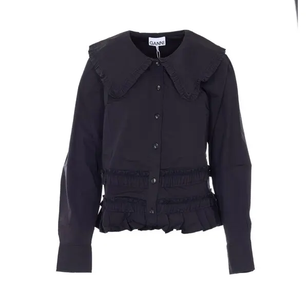 GANNI Ruffle Shirt - Black