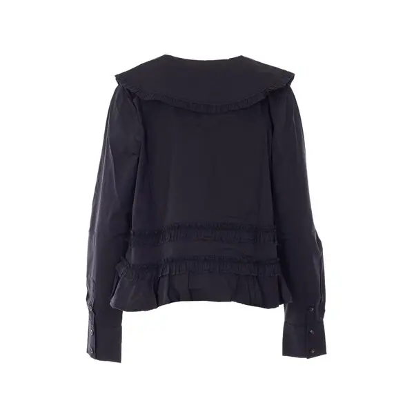 GANNI Ruffle Shirt - Black