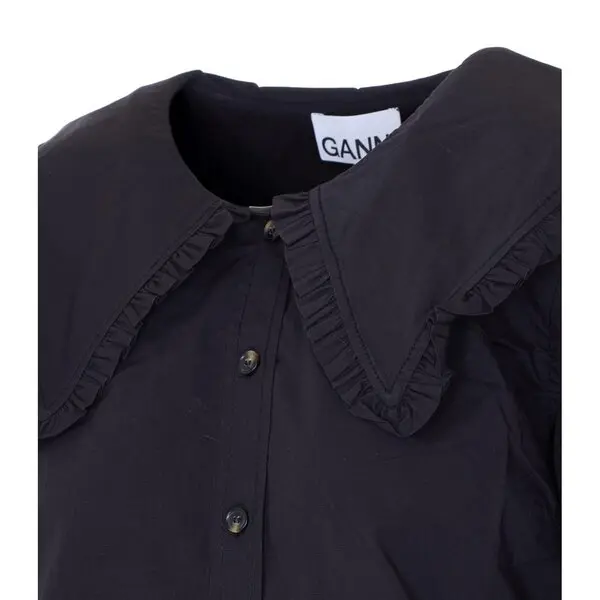 GANNI Ruffle Shirt - Black