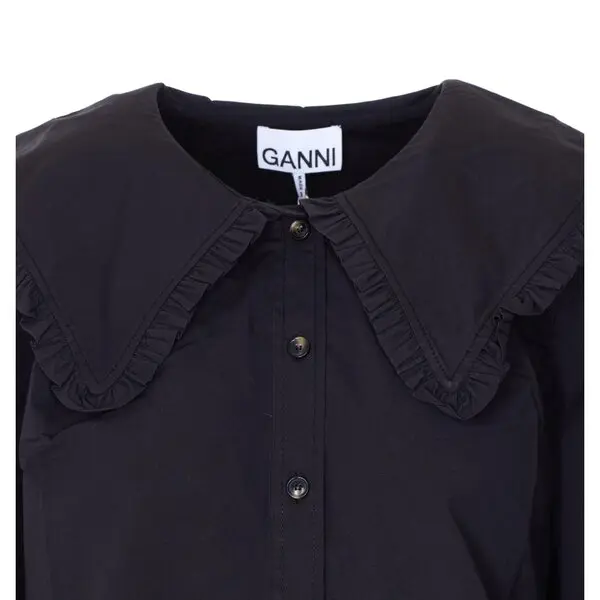 GANNI Ruffle Shirt - Black