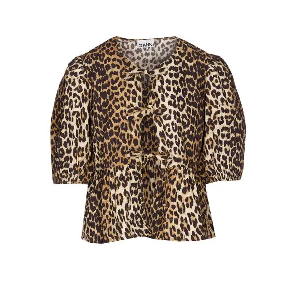 GANNI Leopard Peplum Shirt