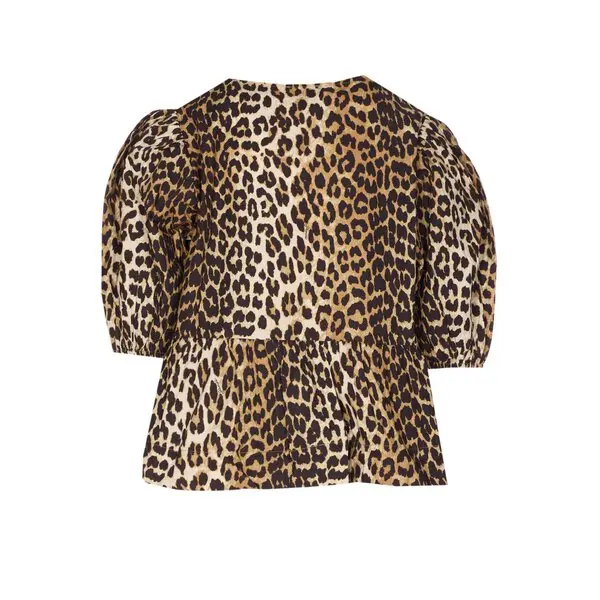 GANNI Leopard Peplum Shirt