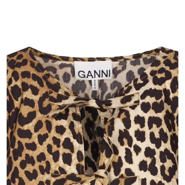 GANNI Leopard Peplum Shirt