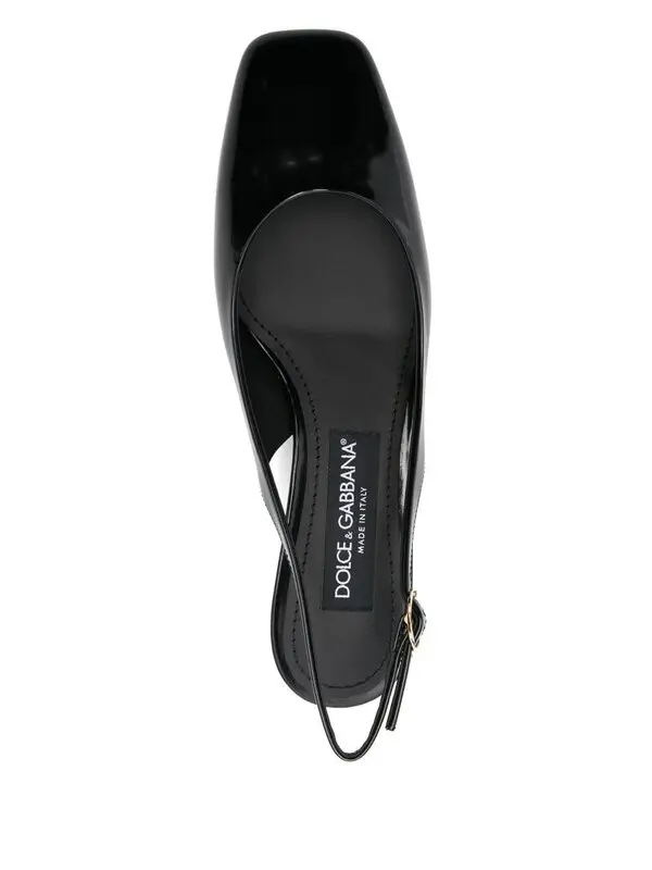 Dolce & Gabbana Logo-heel Patent Leather Slingback Pumps - Black
