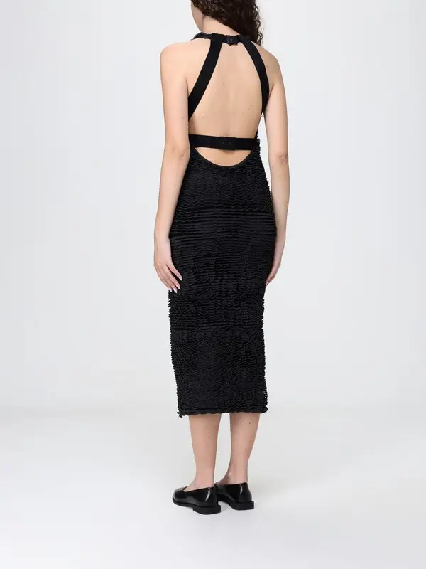 Max Mara Embroidered Halterneck Midi Sheath Dress