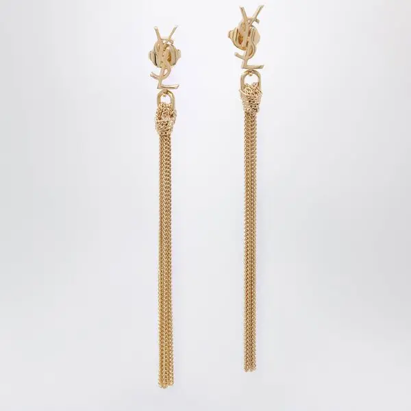 Saint Laurent Cassandre Pendant Earrings In Gold-tone Metal - Silver