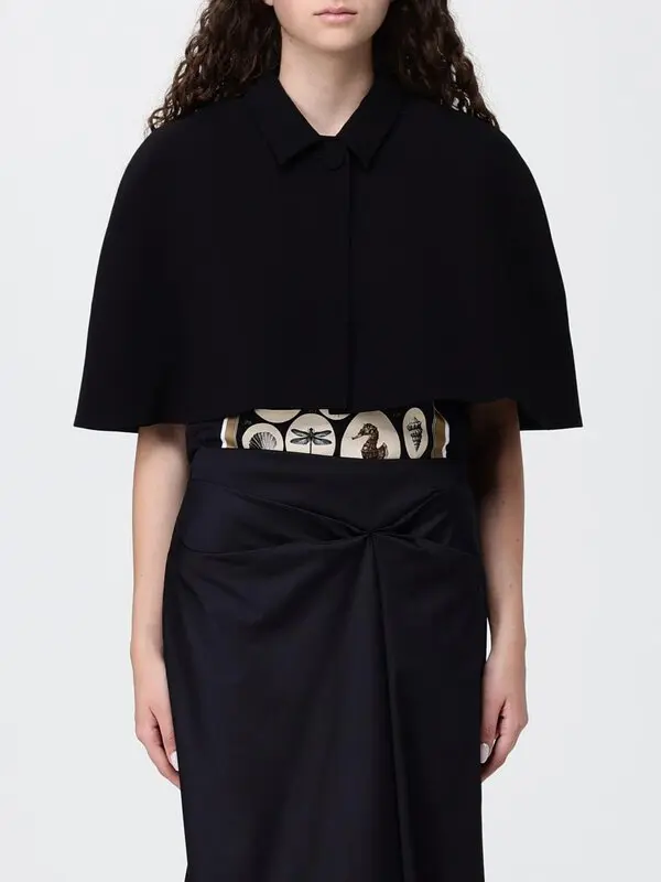 Max Mara Cropped Single-breasted Cape In Cady - Black