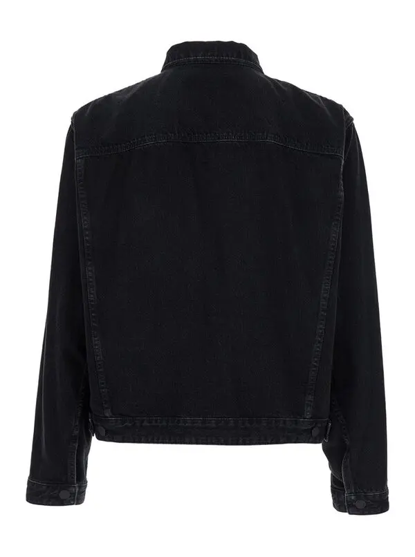 Dsquared2 Black Jacket With Classic Collar And Embossed Logo On The Front In Denim