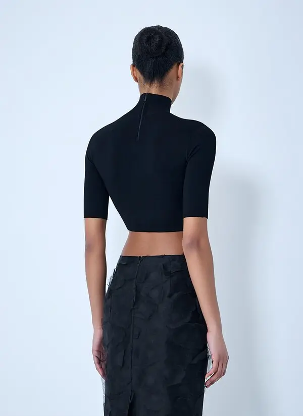 Max Mara High-neck Cropped Knit Top