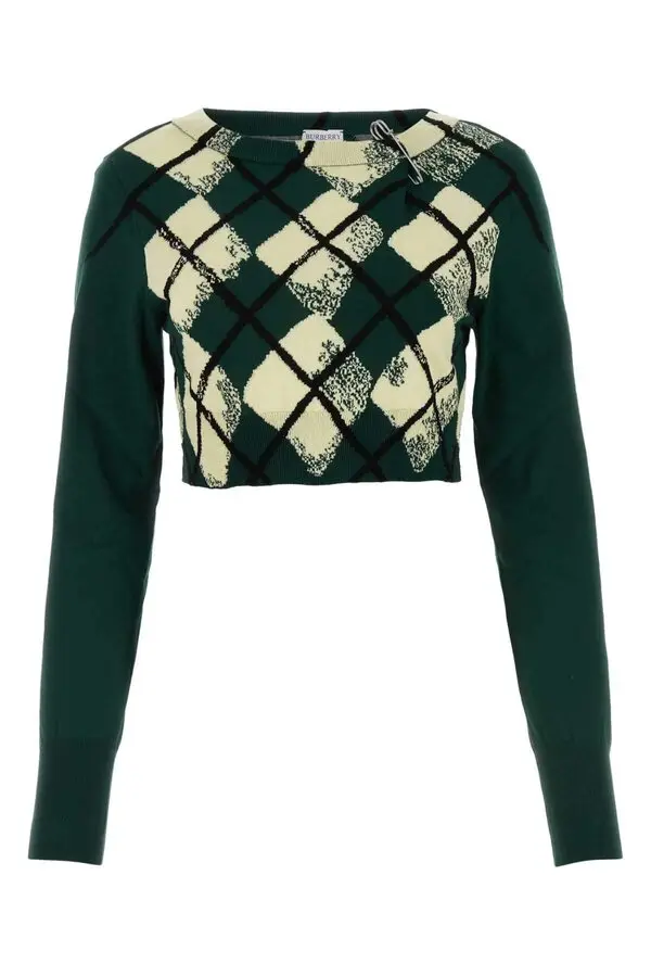 Burberry Cotton Argyle Sweater - Green