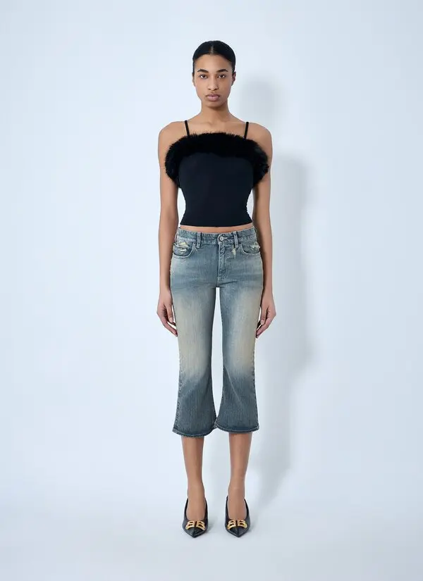 Balenciaga Faux Fur Strap Top