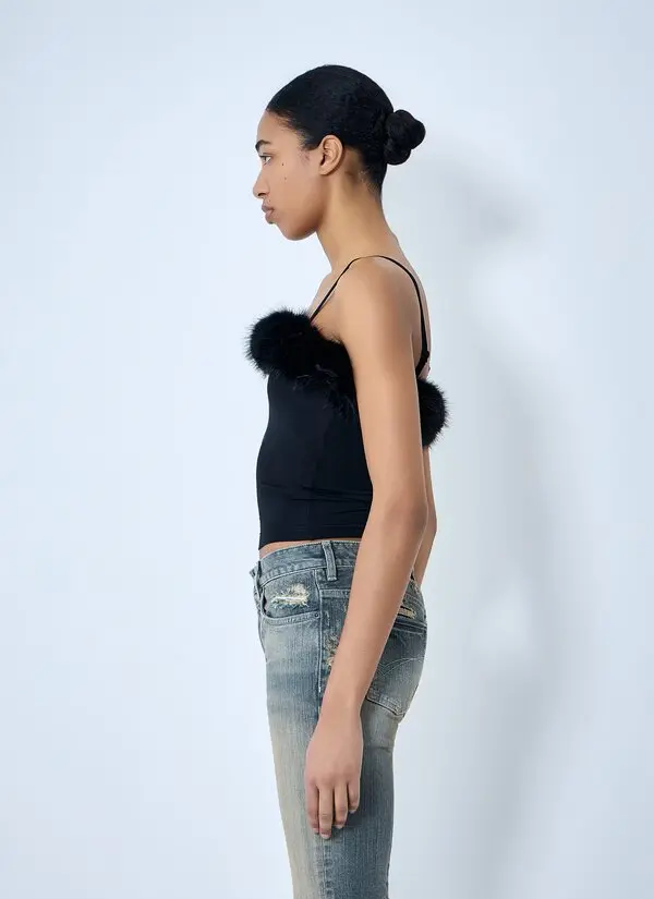 Balenciaga Faux Fur Strap Top