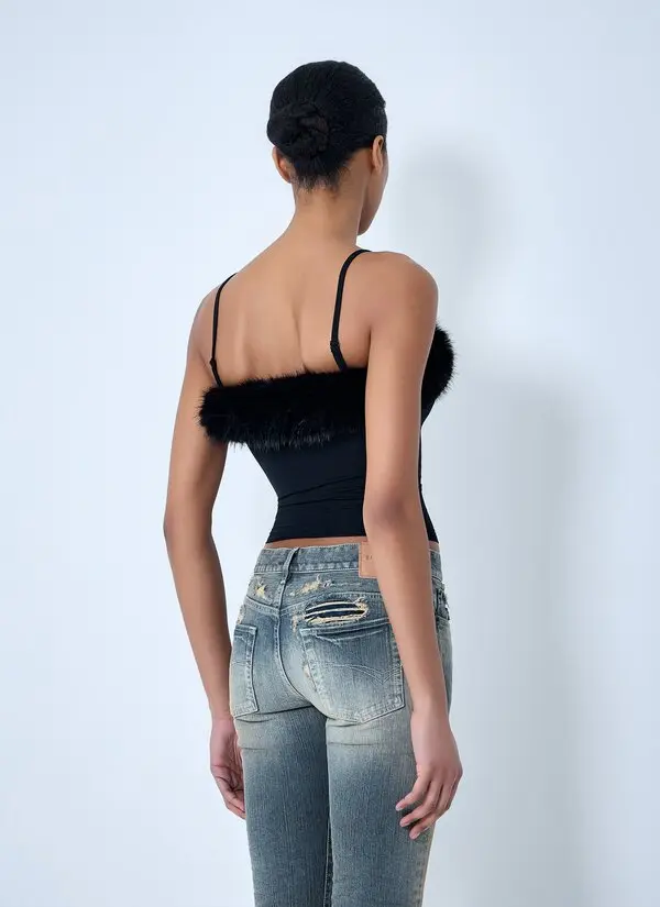 Balenciaga Faux Fur Strap Top