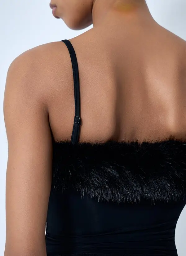 Balenciaga Faux Fur Strap Top