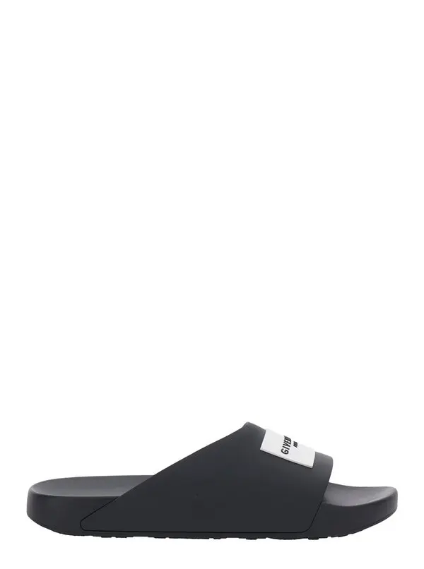 Givenchy Black Wide Band Sandals With Contrast Logo Patch