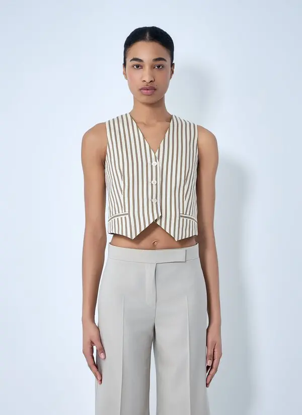Max Mara Striped Buttoned Waistcoat