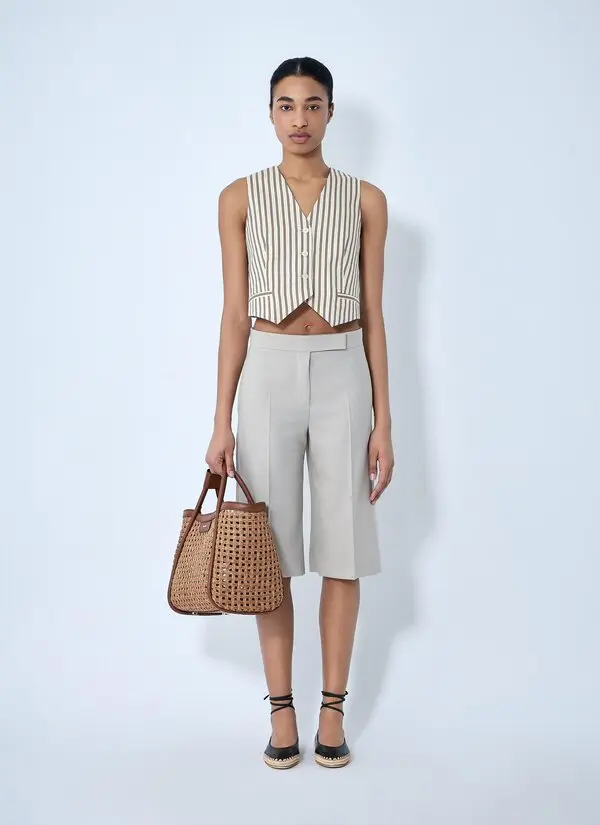 Max Mara Striped Buttoned Waistcoat - Cream