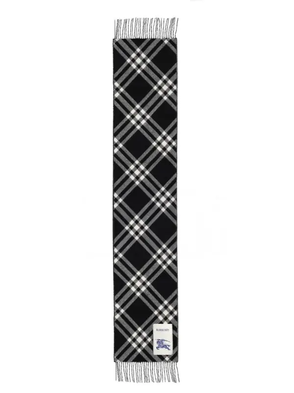 Burberry Sciarpa In Cashmere Check - Black