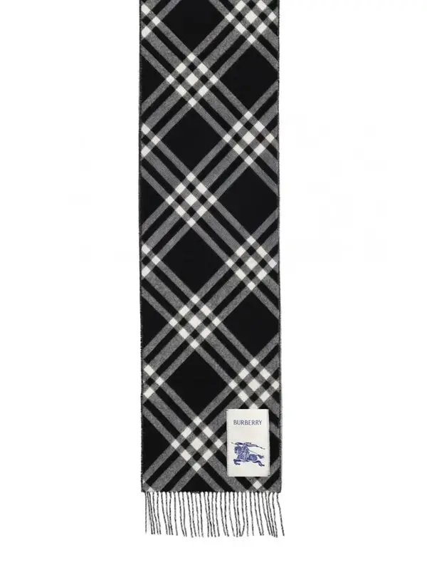 Burberry Sciarpa In Cashmere Check - Black
